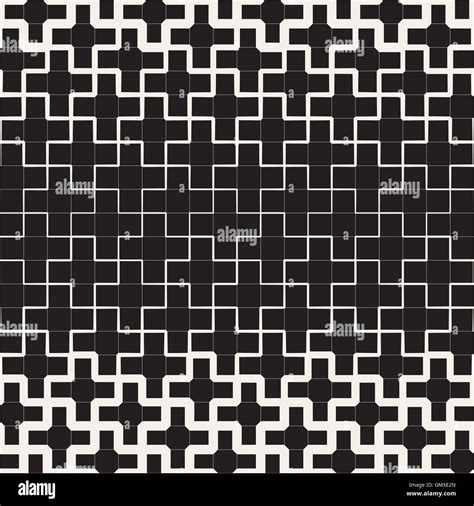 Vector Seamless Black And White Geometric Cross Grid Line Pattern Stock Vector Image And Art Alamy