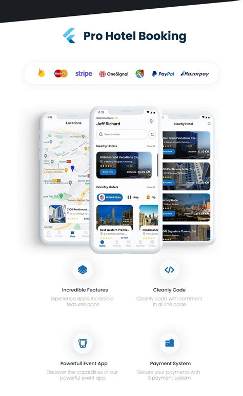 Flutter Pro Hotel Booking Full Application Travel And Hotel Flutter Buy Apps Themes Ui