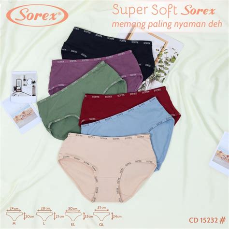 Jual PROMO 6 . 12 Pcs Celana Dalam Wanita Merk Sorex Original Super Soft Tipe 15232 Model Midi ...