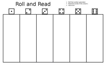 Roll And Read Editable By Karina Jones Teachers Pay Teachers