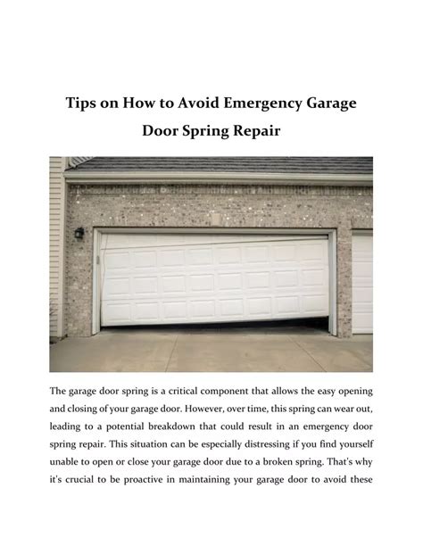 PPT Tips On How To Avoid Emergency Garage Door Spring Repair PowerPoint Presentation ID