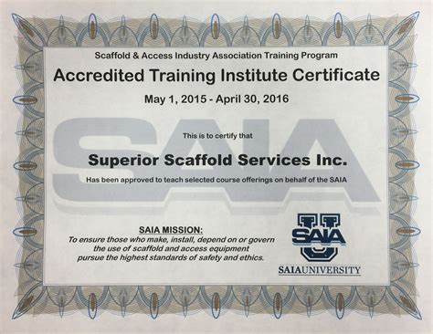 Scaffold Training Facility Saia Osha Competent Person Scaffold User Training