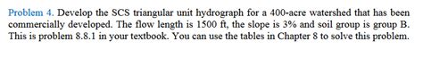 Develop The SCS Triangular Unit Hydrograph For A Chegg Com