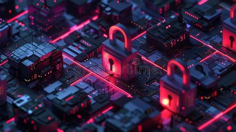 Digital Locks On Cybersecurity Background Stock Image Image Of