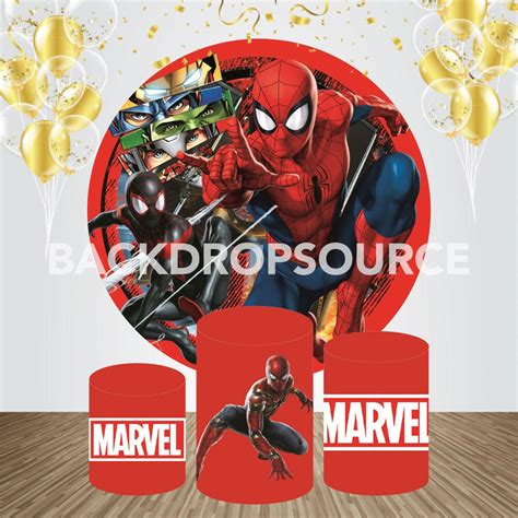 Fabric Print Spider Man Round Backdrop Kit With Counter Backdropsource Nz