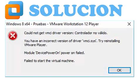 SOLUCIÓN You have an incorrect version of driver vmci sys Try reinstalling VMware Player
