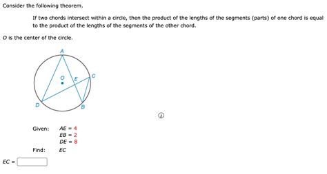 Solved Consider The Following Theorem If Two Chords Chegg