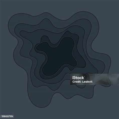 검은 종이 잘라 배경 현실적인 Papercut 장식 물결 모양 레이어3d 지형 구조와 질감을 추상화 합니다 벡터 일러스트입니다