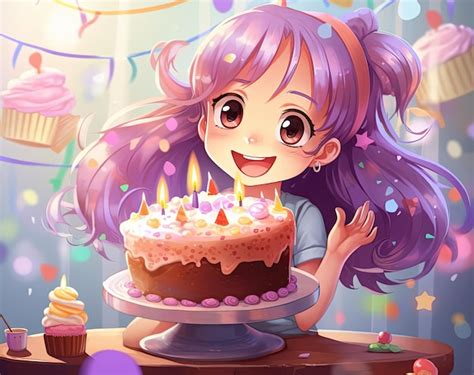 Premium Ai Image A Girl Snatches A Birthday Cake Held By Her Hands In