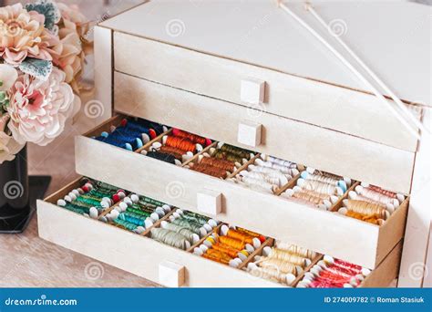 Beautiful Box For Threads With Compartments Beautiful Colored Threads