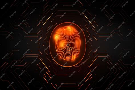 Premium Photo Biometric Authentication Fingerprint Scanning Trading Chart Background Orange Black