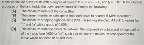 Solved B A Simple Circular Curve Exists With A Degree Of