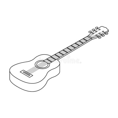 Acoustic Guitar Icon In Outline Style Isolated On White Background Musical Instruments Symbol