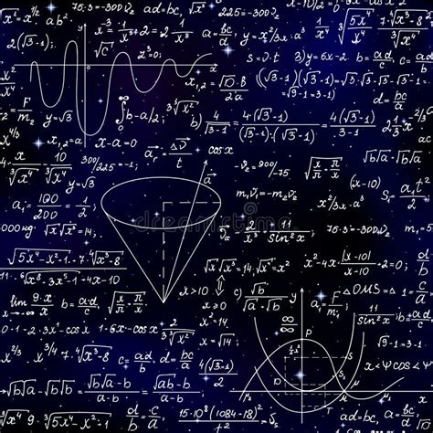 Scientific Vector Seamless Pattern With Handwritten Mathematical Signs Calculations And