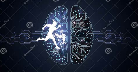 Abstract Brain Split Into Two Halves One Side Athletic Motion The