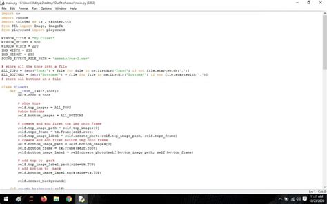 Outfit Chooser App Using The Python Tkinter Project In Python With