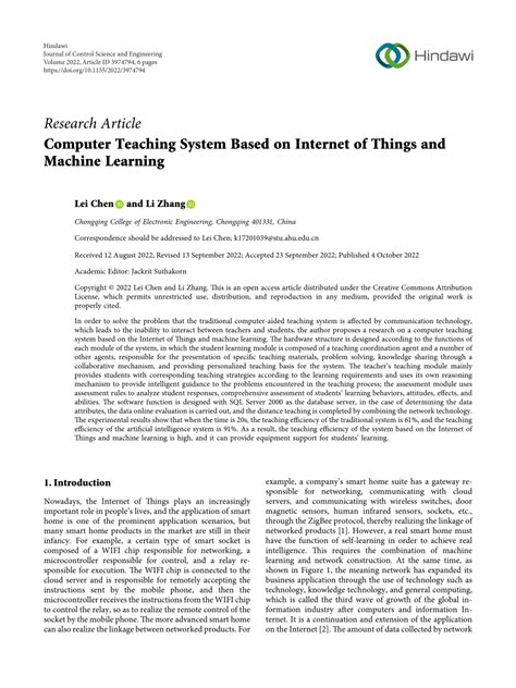 Pdf Computer Teaching System Based On Internet Of Things And Machine Learning
