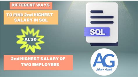different ways to find 2nd highest salary [hindi] sql sqlserver atharvguruji youtube