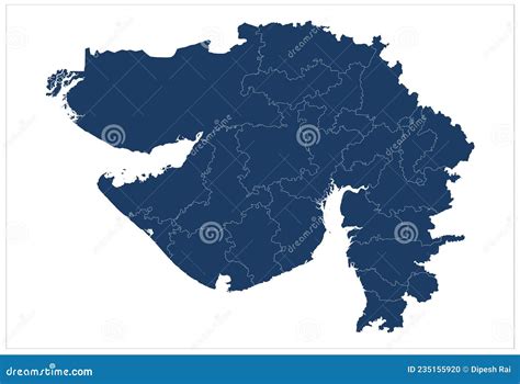 Gujarat District Map With Capital Gandhinagar State Of India Royalty