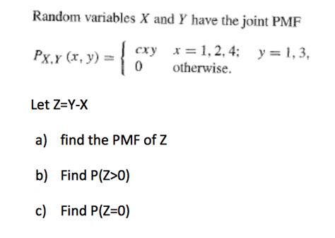 solved random variables x and y have the joint pmf p x y