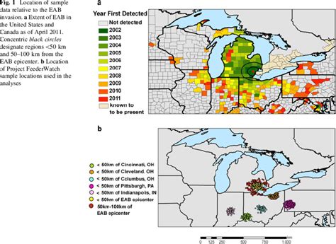 Location Of Sample Data Relative To The Eab Invasion A Extent Of Eab Download Scientific