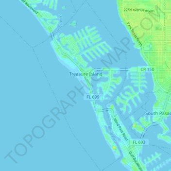 Treasure Island Topographic Map Elevation Terrain