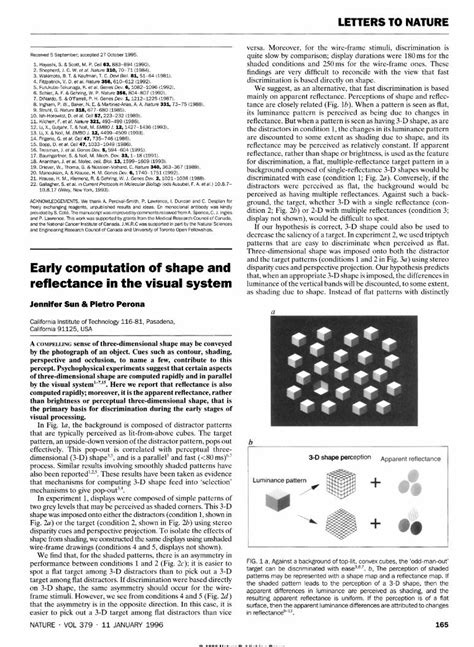 Pdf Early Computation Of Shape And Reflectance In The Visual System