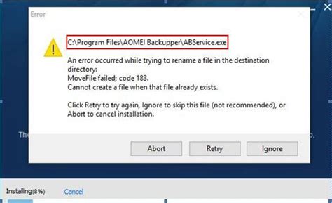 Failed To Install Aomei Backupper