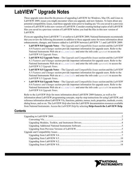 labview upgrade notes national instruments