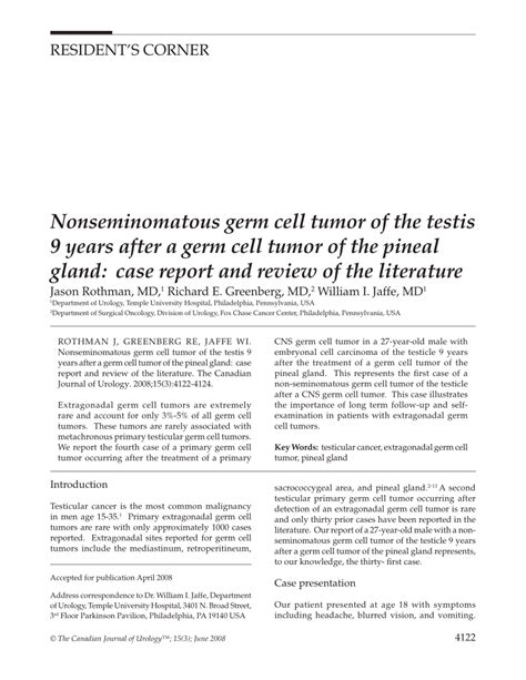 Pdf Nonseminomatous Germ Cell Tumor Of The Testis 9 Years After A