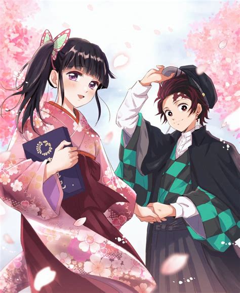 Kamado Tanjirou And Tsuyuri Kanao Kimetsu No Yaiba Drawn By San Mon Danbooru