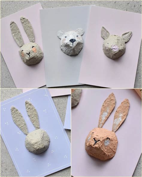 Eierkarton Diy Niedliche Tiergesichts Karten Eierkarton Tiere Schulkunstprojekte