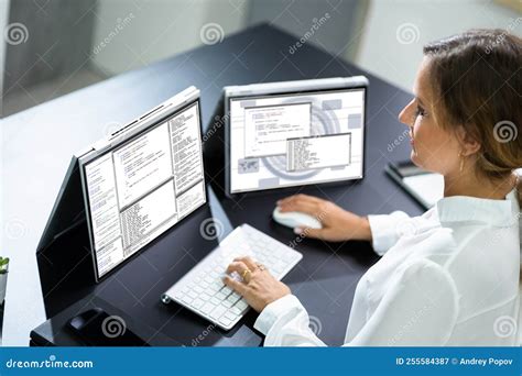 Developer Programmer Woman Coding Software Stock Image Image Of Back Programming 255584387