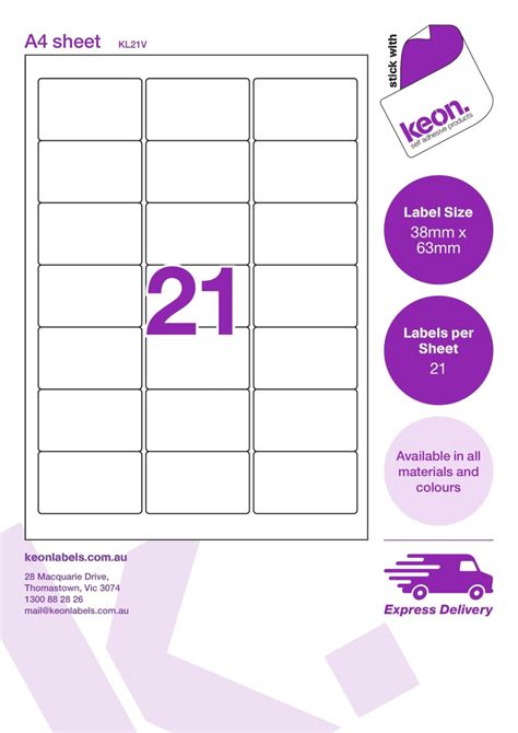 Label Template 21 Per Sheet Parahyena