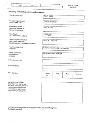 Grouptheory Lecture Notes MATH Algebra INTRODUCTION TO GROUP THEORY Michael Wemyss