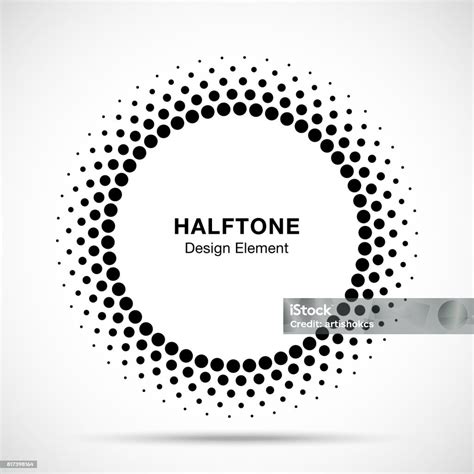 하프톤 벡터 원형 프레임 점 엠 블 럼 디자인 요소 의료 화장품에 대 한 심볼 테두리 라운드 아이콘 하프톤 동그라미를 사용 하 여 래스터 텍스처 점 점박이에 대한 스톡 벡터