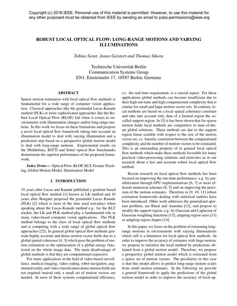 Pdf Robust Local Optical Flow Long Range Motions And Varying