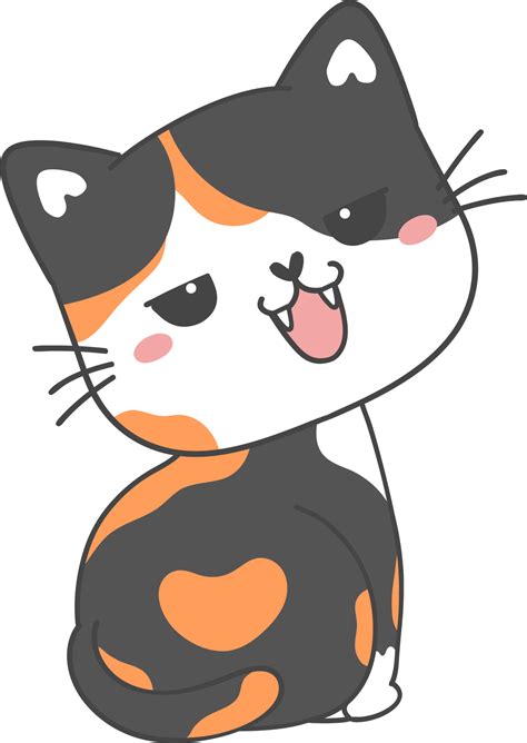 Free Cartoon Calico Cat Vector Png