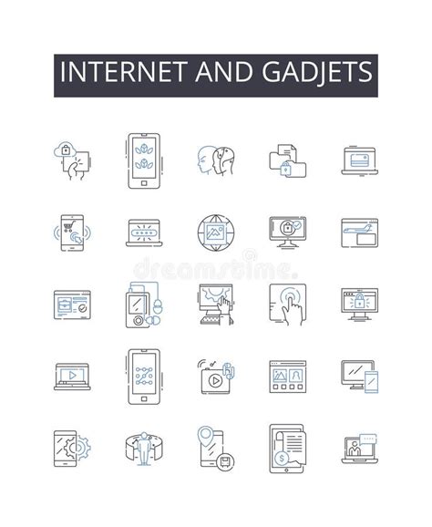 Internet And Gadjets Line Icons Collection World Wide Web Cyberspace