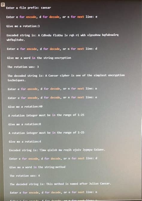 Solved Caesar Cipher Otherly Known As A Rotation Cipher