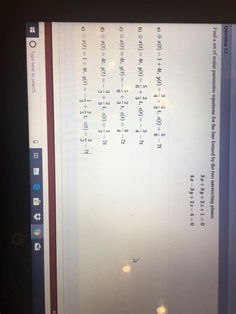 Solved Find A Set Of Scalar Parametric Equations For The Chegg