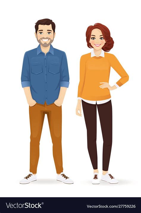 Business Team Casual Business Man And Woman Standing Isolated Vector