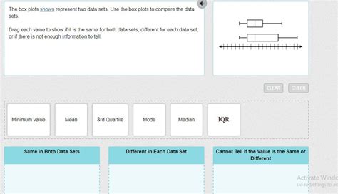 the box plots shown represent two data sets use the box plots to