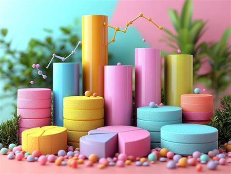 Multicolored 3d Graphs For Business Analysis Premium Ai Generated Image