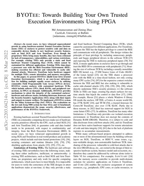 Pdf Byotee Towards Building Your Own Trusted Execution Environments