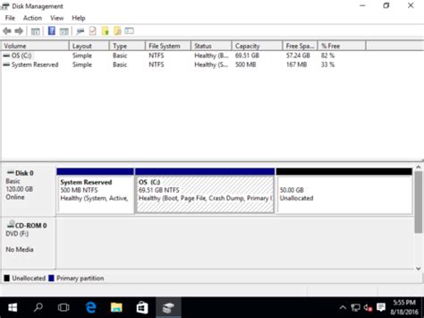 Shrink And Extend Partition In Windows Server 2016 Disk Management