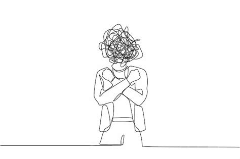 Premium Vector Continuous One Line Drawing Businesswoman With Round