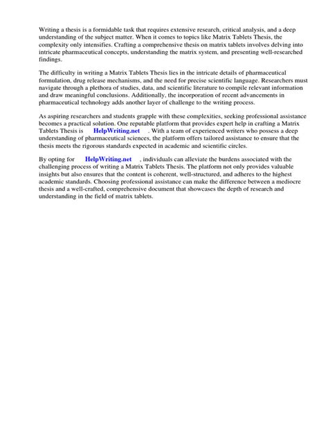 Matrix Tablets Thesis Pdf Tablet Pharmacy Pharmaceutical