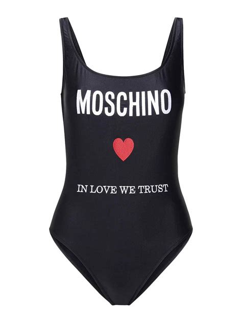 Moschino Logo One Piece Swimsuit In Black Modesens