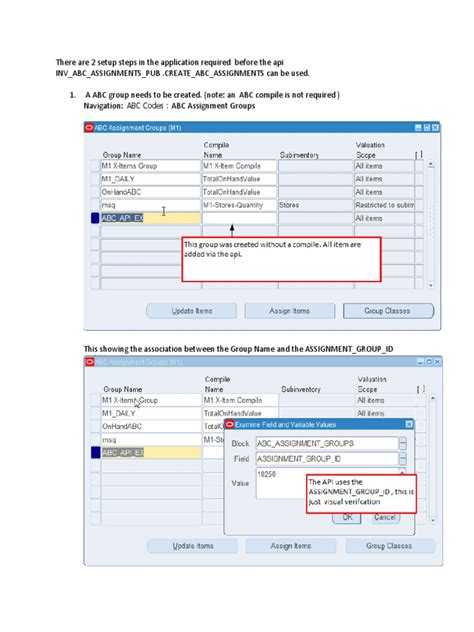 two setup steps required before using the create abc assignments api